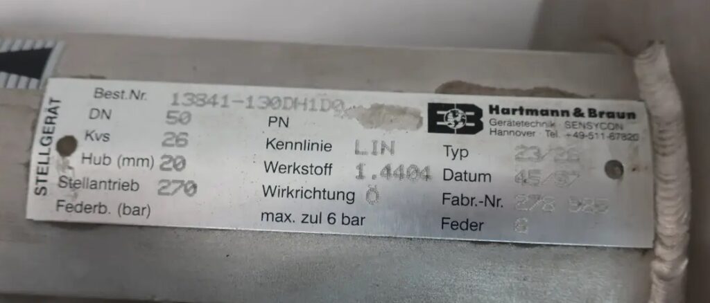 Hartmann & Braun control valves : Chemovalve